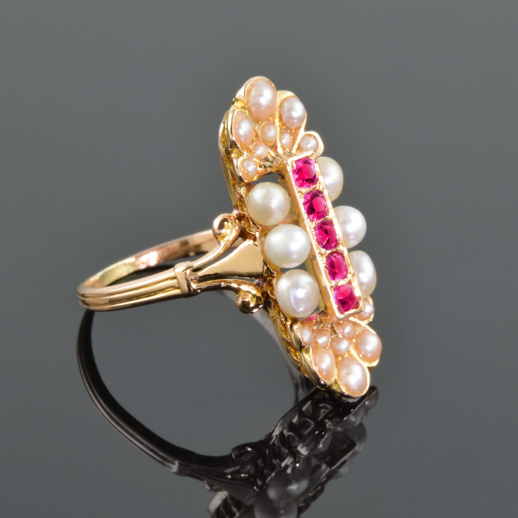Exquisite Antique Pearl And Ruby Ring - Plante Jewelers